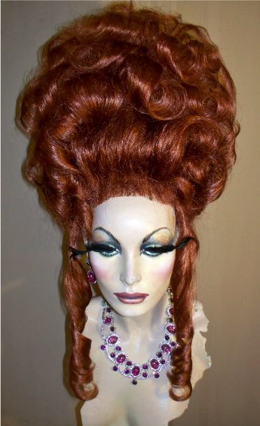 Drag Queen Wig Big Auburn Red Updo French Twist Curls Ebay