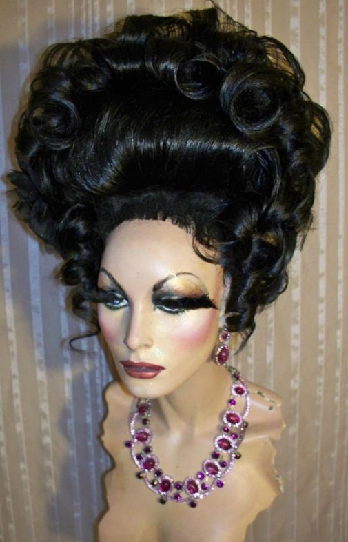 Drag Queen Wig Nice Elegant Tall Black Updo French Twist Curls Ebay