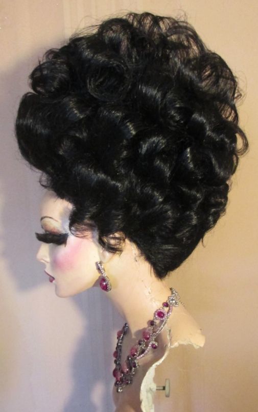 Drag Queen Wig Nice Elegant Tall Black Updo French Twist Curls Ebay