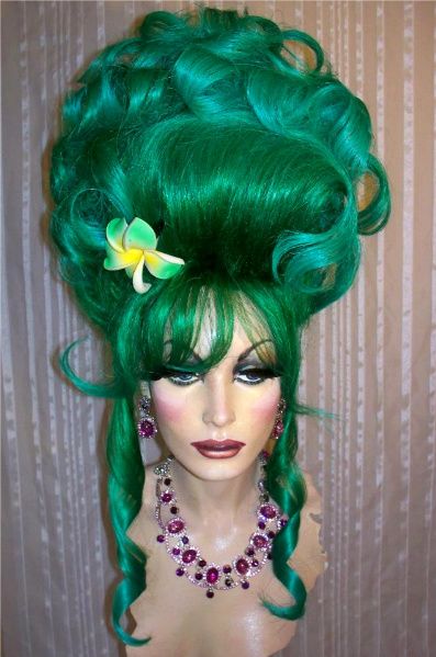 Drag Queen Wig Big Tall Updo Dgreen French Twist Curls Ebay