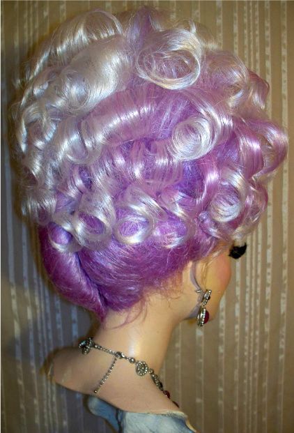 Drag Queen Wig Lavender White Tips Updo French Twist Curls Rooted Bangs All Up Ebay